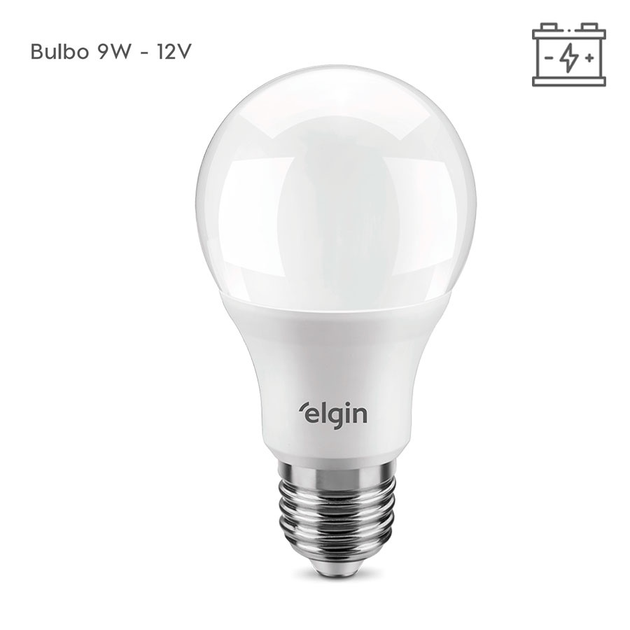 Lampada Bulbo Led Bateria 9W 12V 6500K Branco Frio Elgin | Shopee Brasil