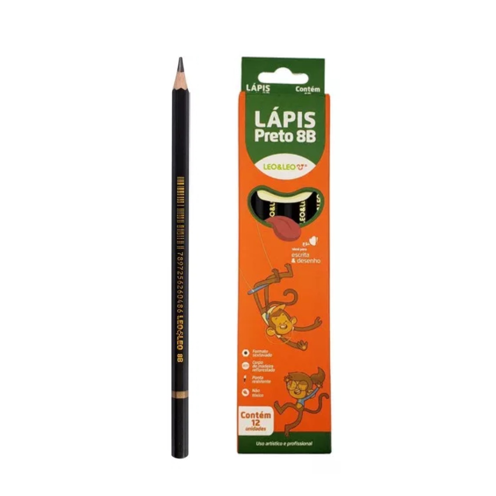 Lápis Técnico Grafite 8B Madeira CX/12 Und Leo&Leo | Shopee Brasil