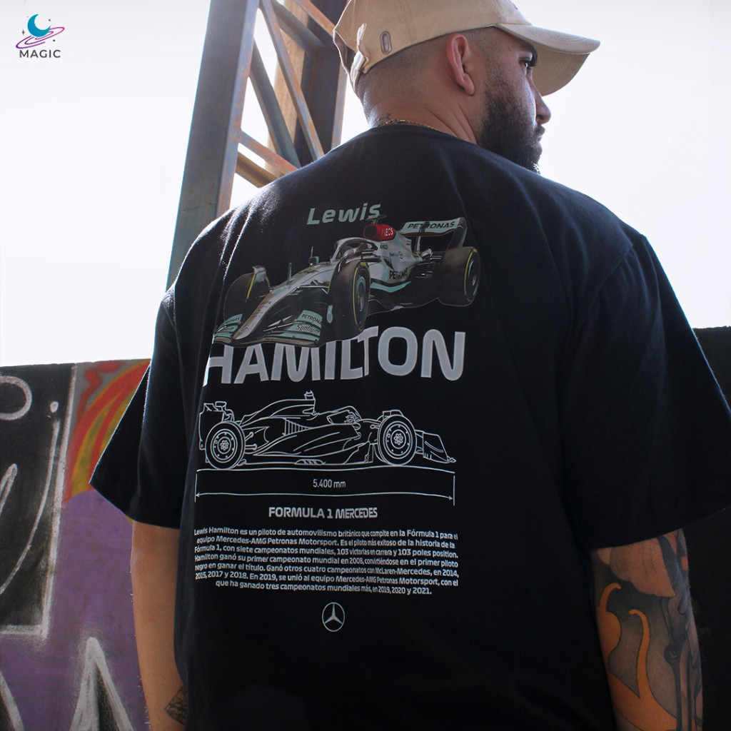 Camisetas F1 escuderia Mercedes-AMG Lewis Hamilton Fórmula 1 unissex 100% algodão | Shopee Brasil