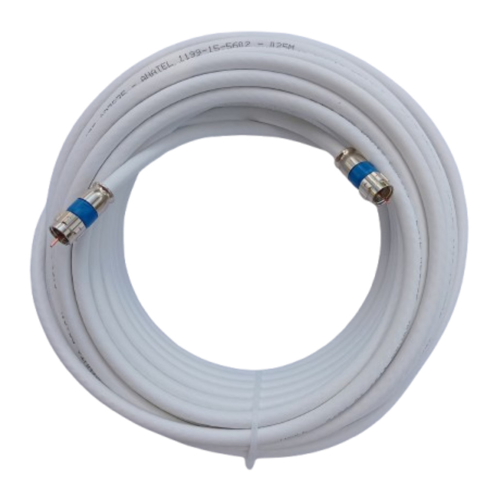 Cabo Coaxial 75 Ohms Branco Descida RG6 12m Anatel Montado | Shopee Brasil