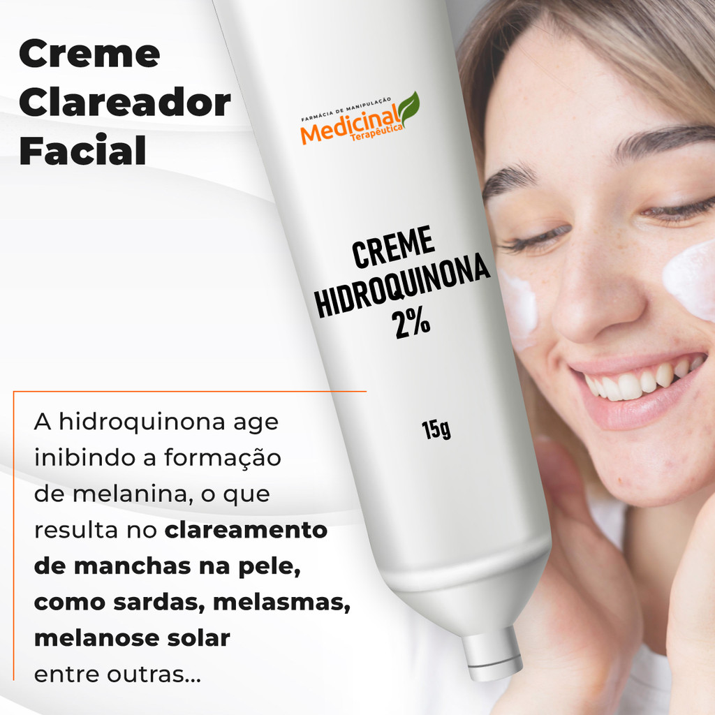Creme Hidroquinona 2% Clareadora Melasma Manchas Pele Facial 15g ...