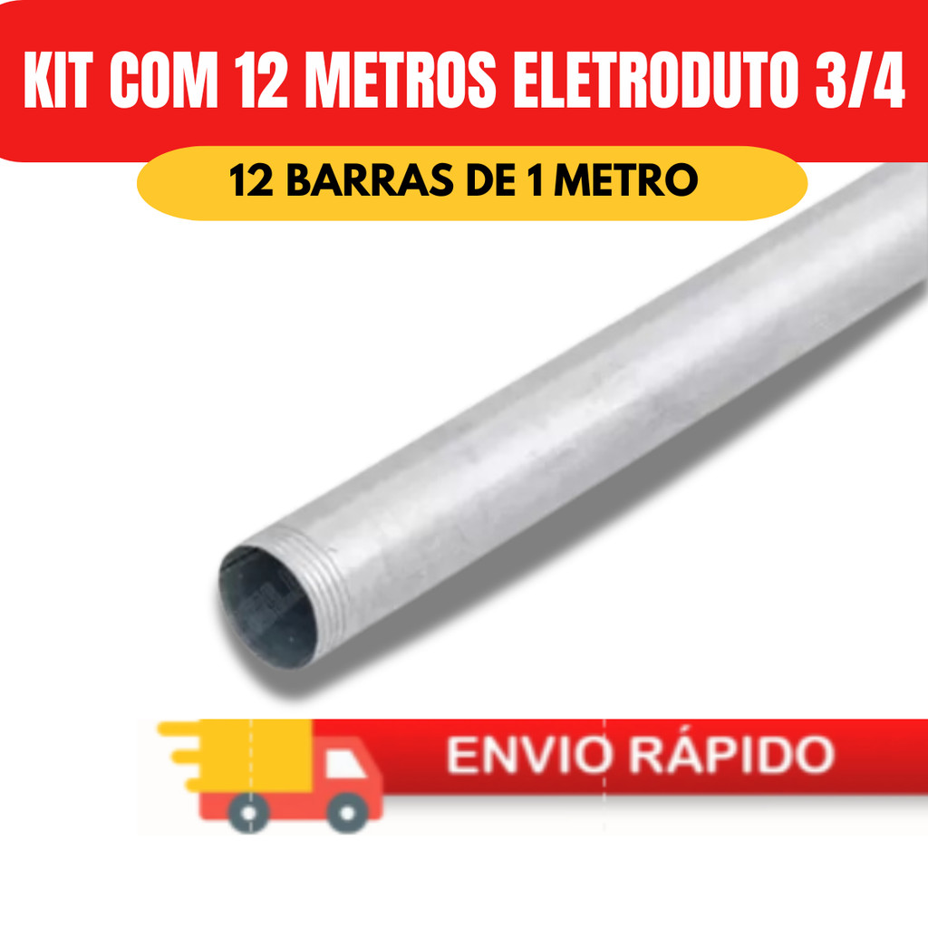 12 METROS BARRA ELETRODUTO GALVANIZADO 3/4 POLEGADA ELETRODUTO ZINCADO ...