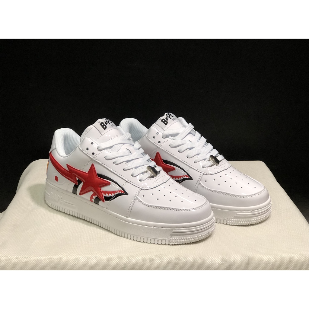 BBpe Sta Ape Cabeça Branco Vermelho Low Top Moda Tendência Board Shoes ...