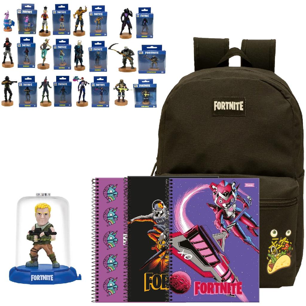 Kit Mochila Fortnite + Carimbo + Doomez + 2 Cadernos | Shopee Brasil