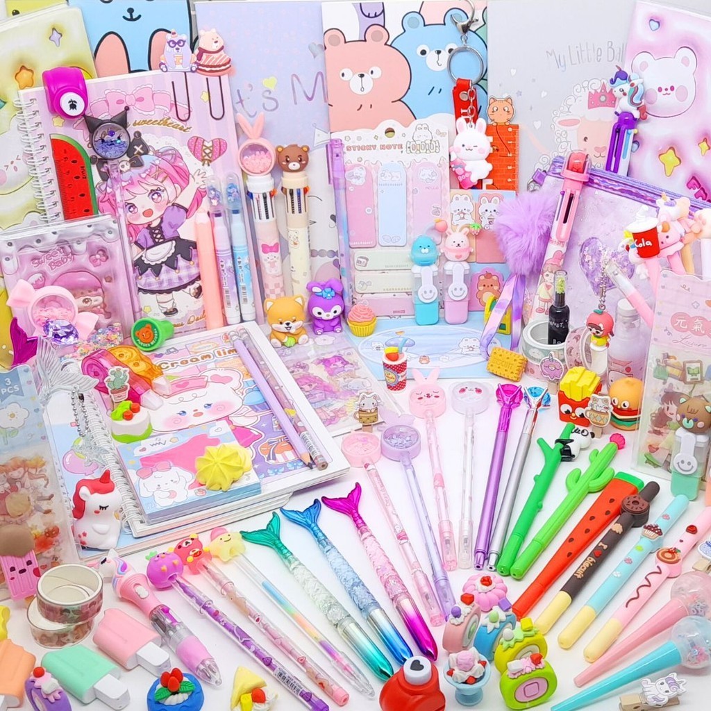 Kit Papelaria Fofa Criativa Kawaii - 35 Itens Surpresa | Shopee Brasil