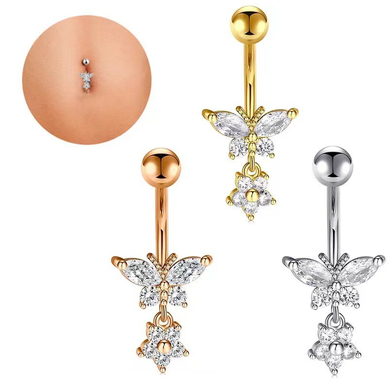 2025 novo estilo borboleta diamante umbigo anel sentir simples umbigo ...