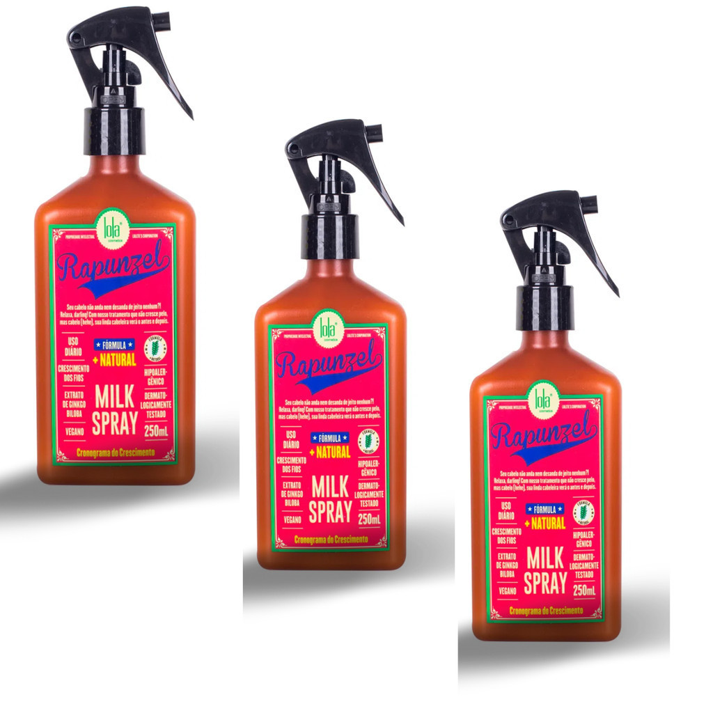 Kit Com 3 Leave-In Lola Cosmetics Rapunzel Milk Spray 250ml | Shopee Brasil
