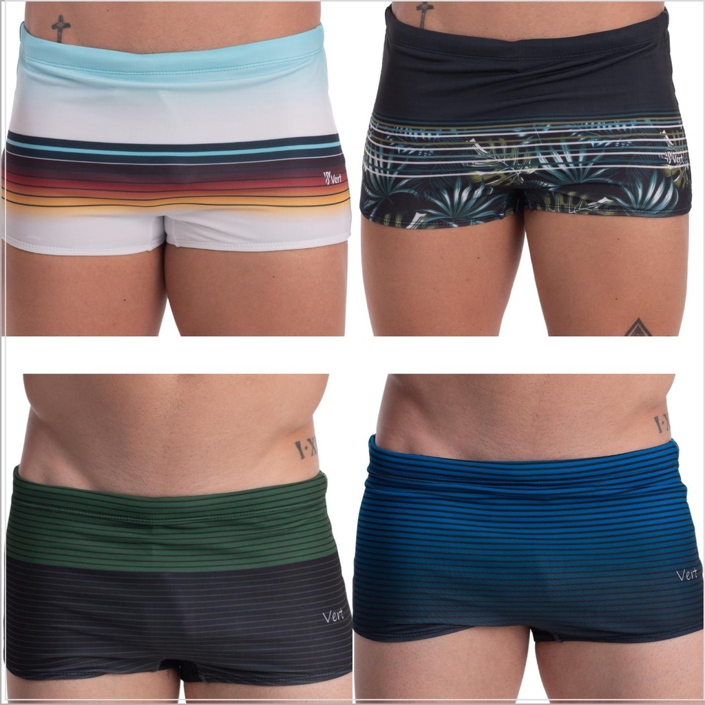 Kit 4 Sungas Masculina Boxer Estampadas Forrada Praia | Shopee Brasil