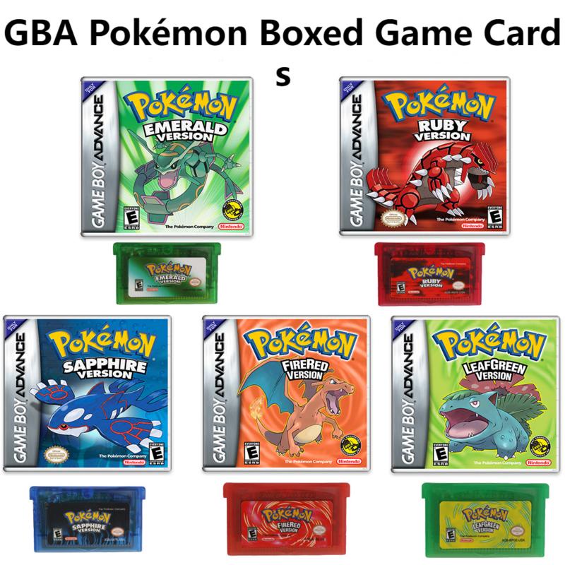 Cartão De Jogo GBA Pokemon Caixa De Sapphire/Emerald/Fire Red/Leaf ...