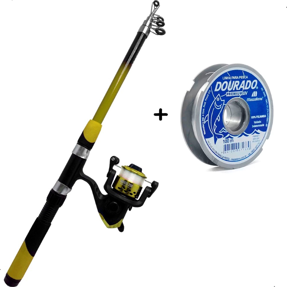 kit Vara Telescópica 1,70m 20lb + Molinete E Linha | Shopee Brasil