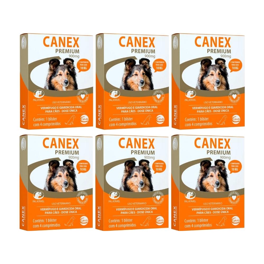 Canex Premium 900mg Vermifugo Cães Até 10kg 4 Comprimidos - 6 Unidades ...