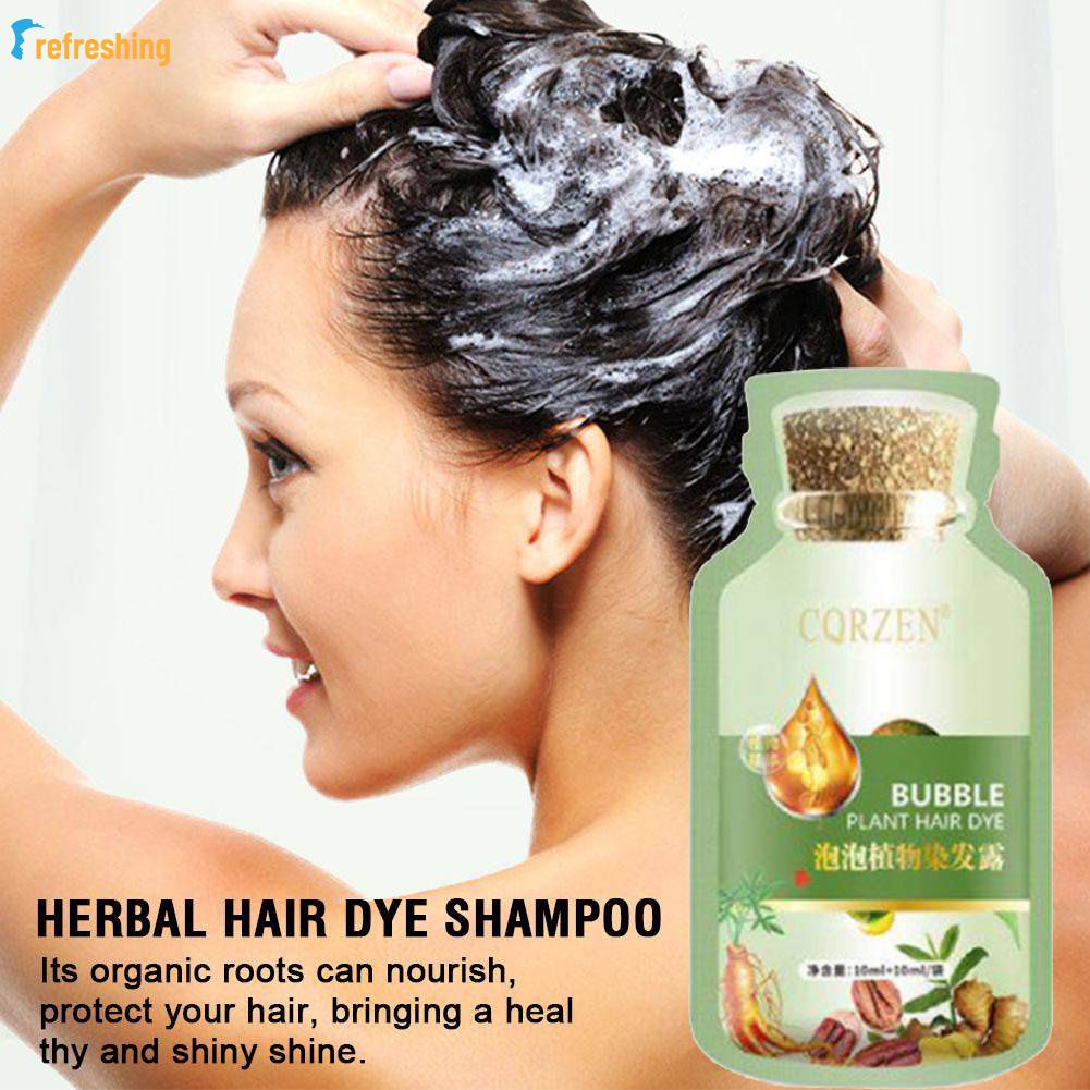 Shampoo de tintura de cabelo preto de ervas, shampoo de cor marrom ...