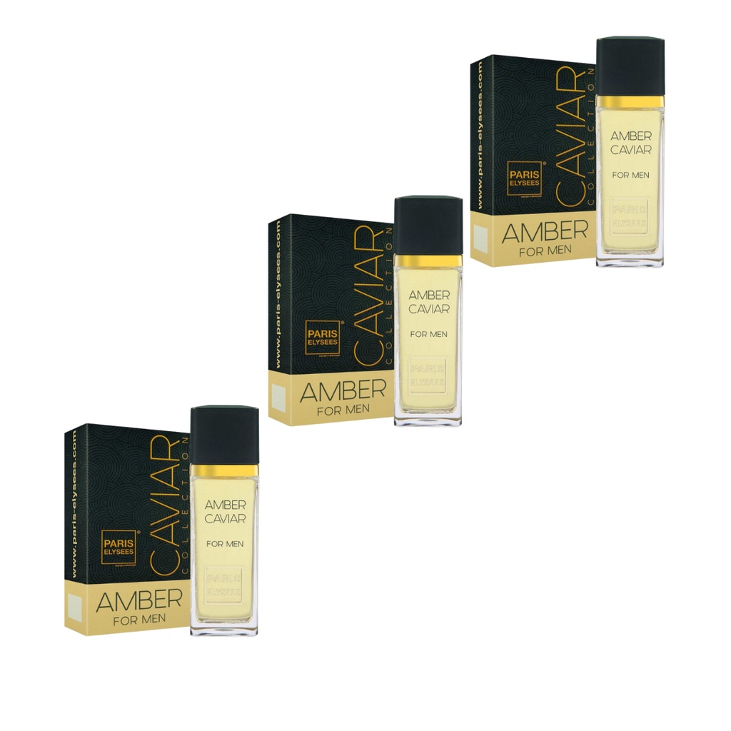 Kit com 3 Perfumes Amber Caviar Paris Elysees 100ml Eau de Toilette ...