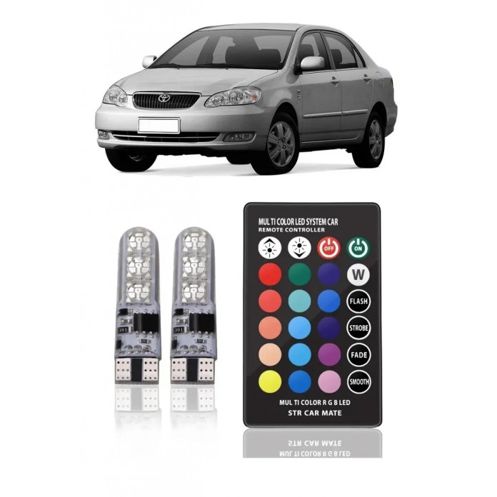 Par Lampadas T10 RGB LED 16 Cores + Controle Corolla | Shopee Brasil