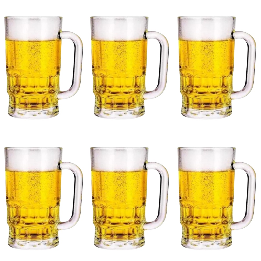 Kit 6 Canecas Chopp/Cerveja de Vidro 360ml Restaurante Bar CANC601 | Shopee Brasil