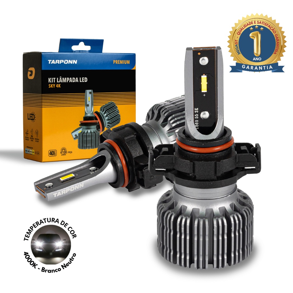 Kit Ultraled Sky H1 H3 H7 H8 H11 H16 H27 Hb3 Hb4 4000k 80w | Shopee Brasil