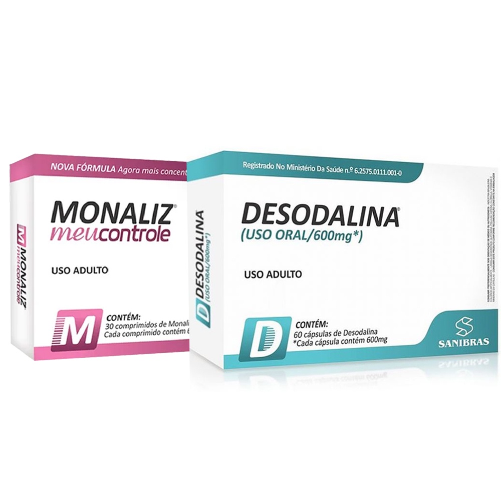 Desodalina 600mg c/ 60 Cápsulas + Monaliz 30 Comprimidos Sanibrás ...