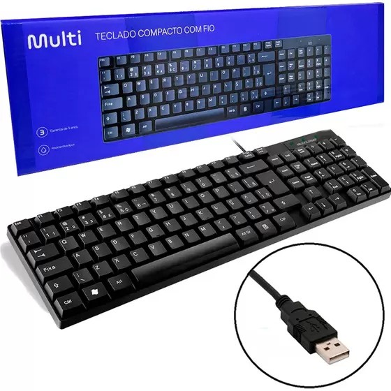 Teclado Usb Basico com Fio Slim - Multilaser | Shopee Brasil