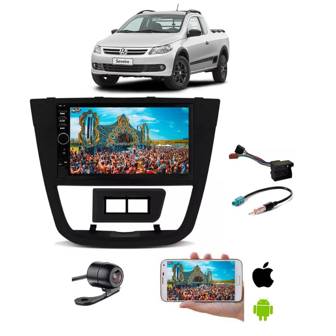 Mp5 Central Multimidia Moldura 2 Din Saveiro G5 Cross Camera | Shopee Brasil