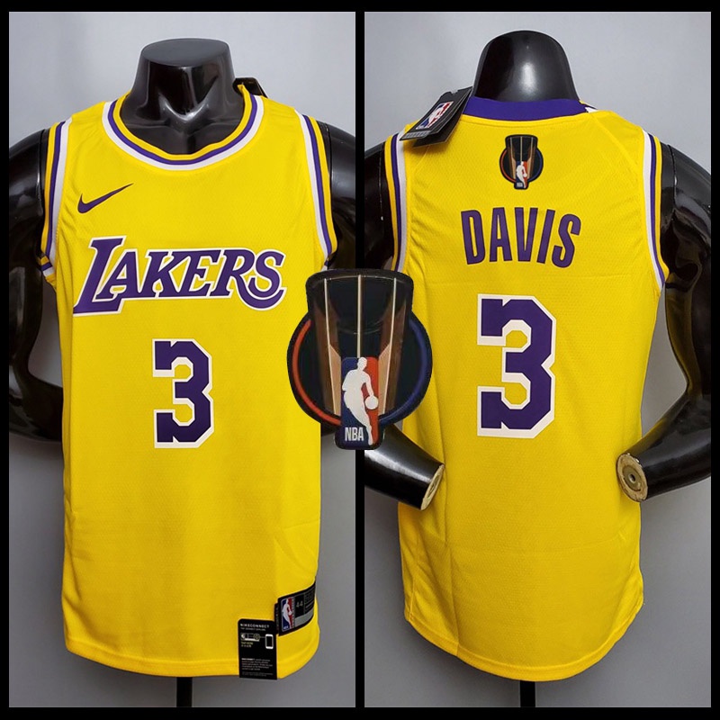 Hot pressed Camisa Los Angeles Lakers # 3 Anthony Davis yellow De ...
