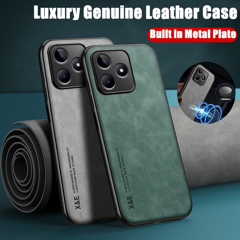 Para Realme C53 RMX3760 Slim Minimalista Caixa De Couro De Cordeiro ...