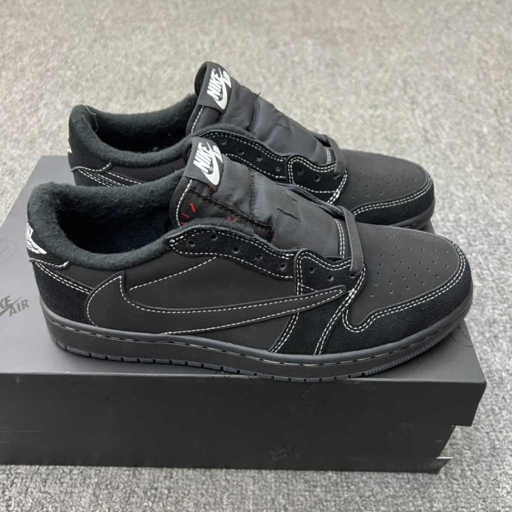 Estoque pronto Travis Ma X airjordan 1 AD1 low OG "Black Phantom" tênis ...