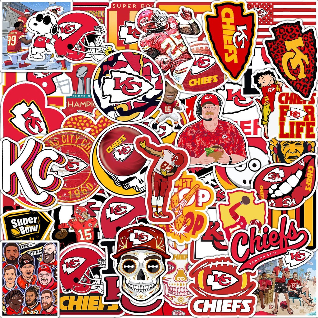 50 pcs Equipe NFL Kansas City Chiefs Adesivos De PVC À Prova D'água ...