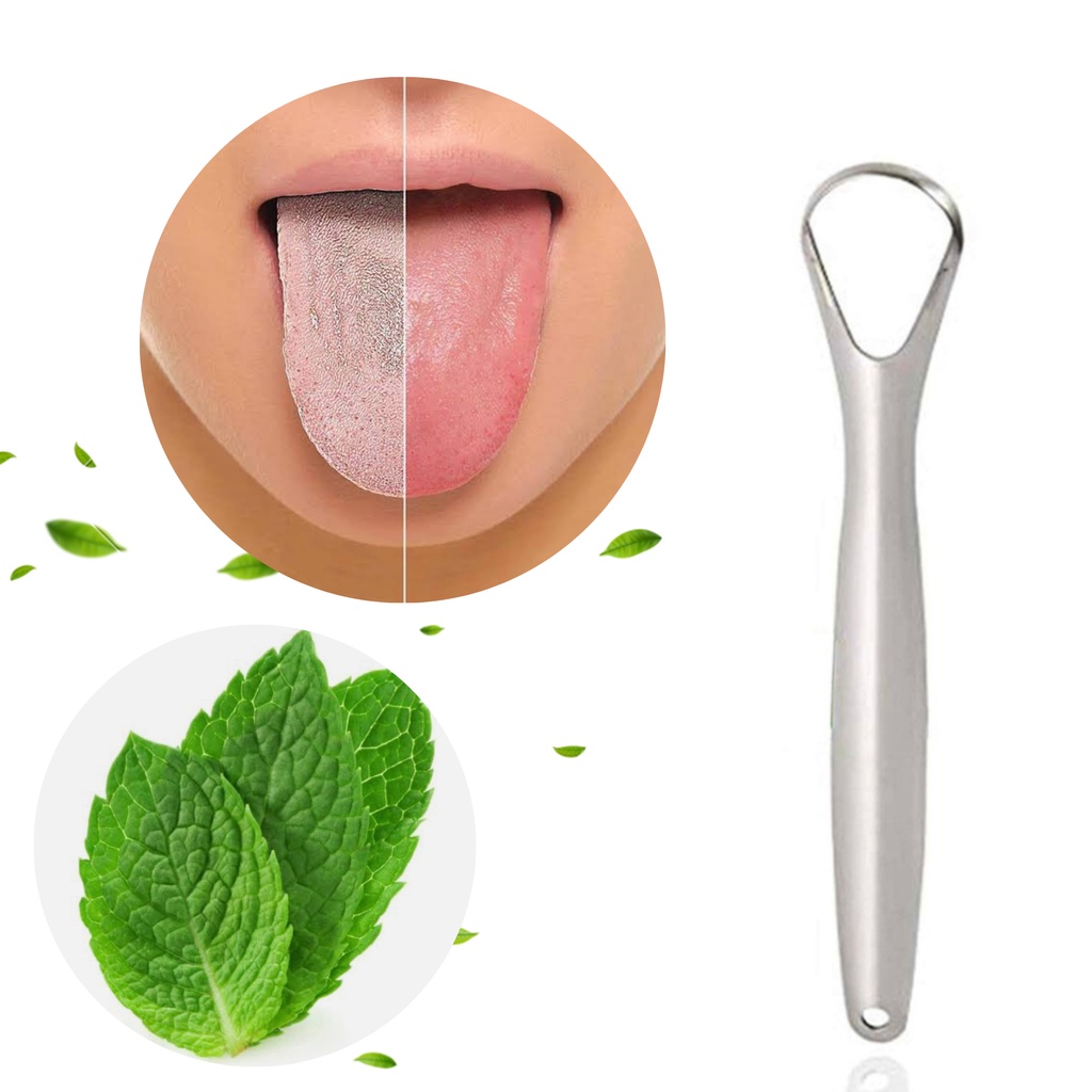 Limpador raspador língua aço inox remove impurezas da boca limpeza ...