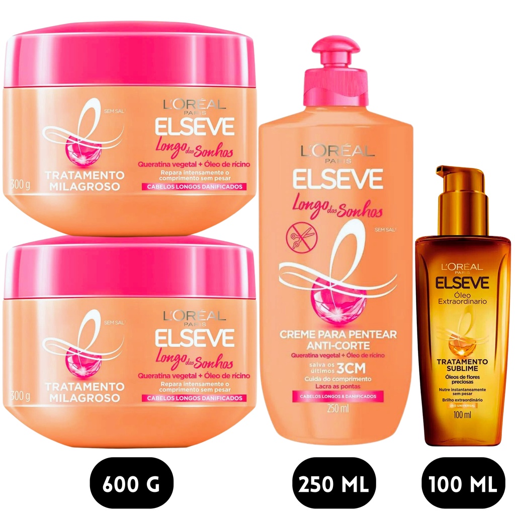 Tratamento Elseve Longo do Sonhos Óleo Extraordinário Cachos | Shopee ...