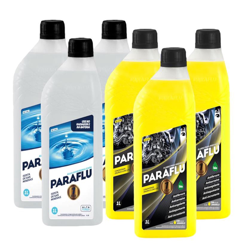Kit 3 Aditivo Paraflu Concentrado e mais 3 Aguas Desmineralizada ...