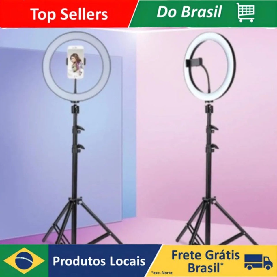 Ring Light Iluminador 10 Polegadas Com Tripé De 2.10 Metro | Shopee Brasil