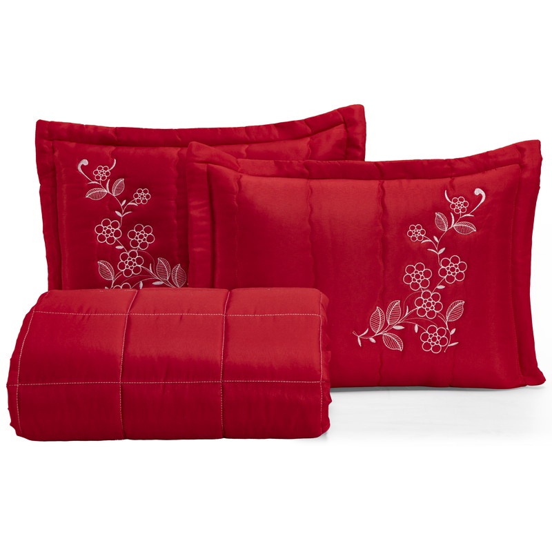 Forro de cama Flora Casal 3 Peças Bordado Cama imperdível | Shopee Brasil