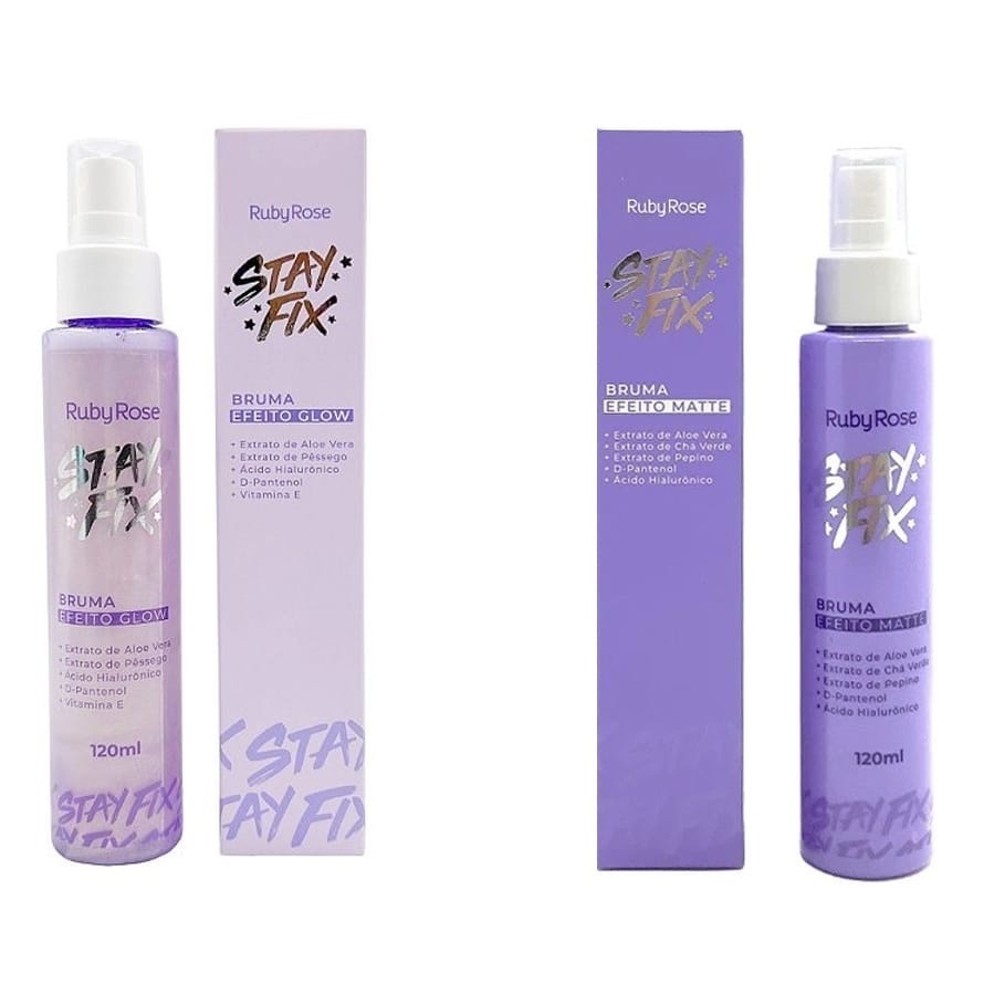 Ruby Rose Bruma Efeito Matte e efeito glow Stay Fix 120ml HB-340 HB-341 | Shopee Brasil