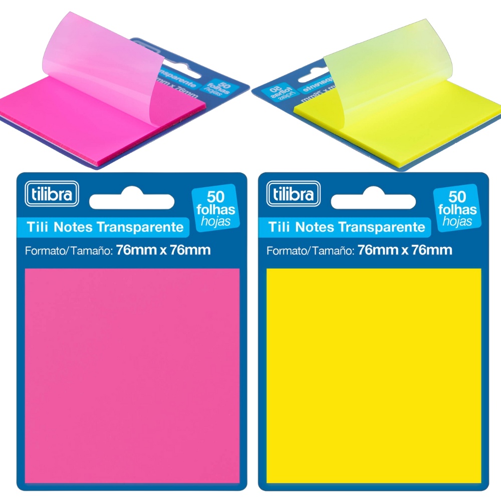 Bloco Adesivo Tili Notes Transparente 76x76mm 50 Folhas TILIBRA ...