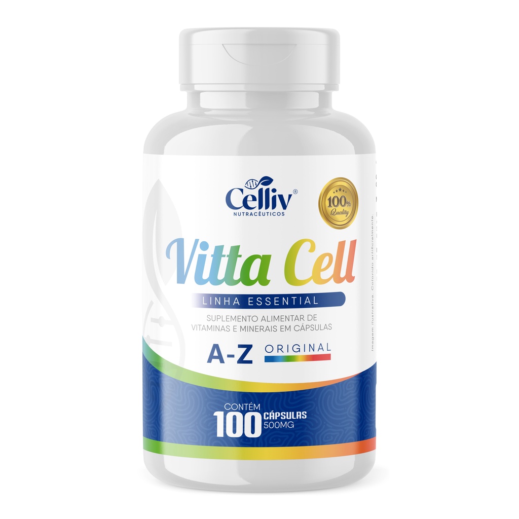 VITTA CELL VITAMINAS DE A - Z 100 CAPS 500MG - Multivitamínico de alta ...