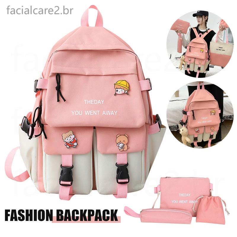 Moda Feminina Carta De Grande Capacidade Cartoon Sweet 5-Piece Backpack ...