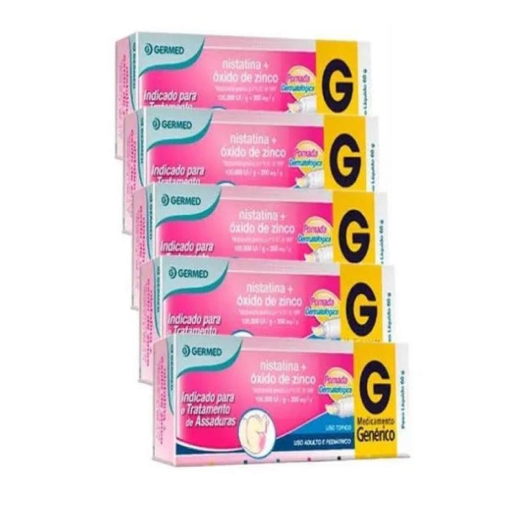 KIT POMADA PARA ASSADURA C/5 NISTATINA+OXIDO DE ZINCO (G) POMADA 60GR ...
