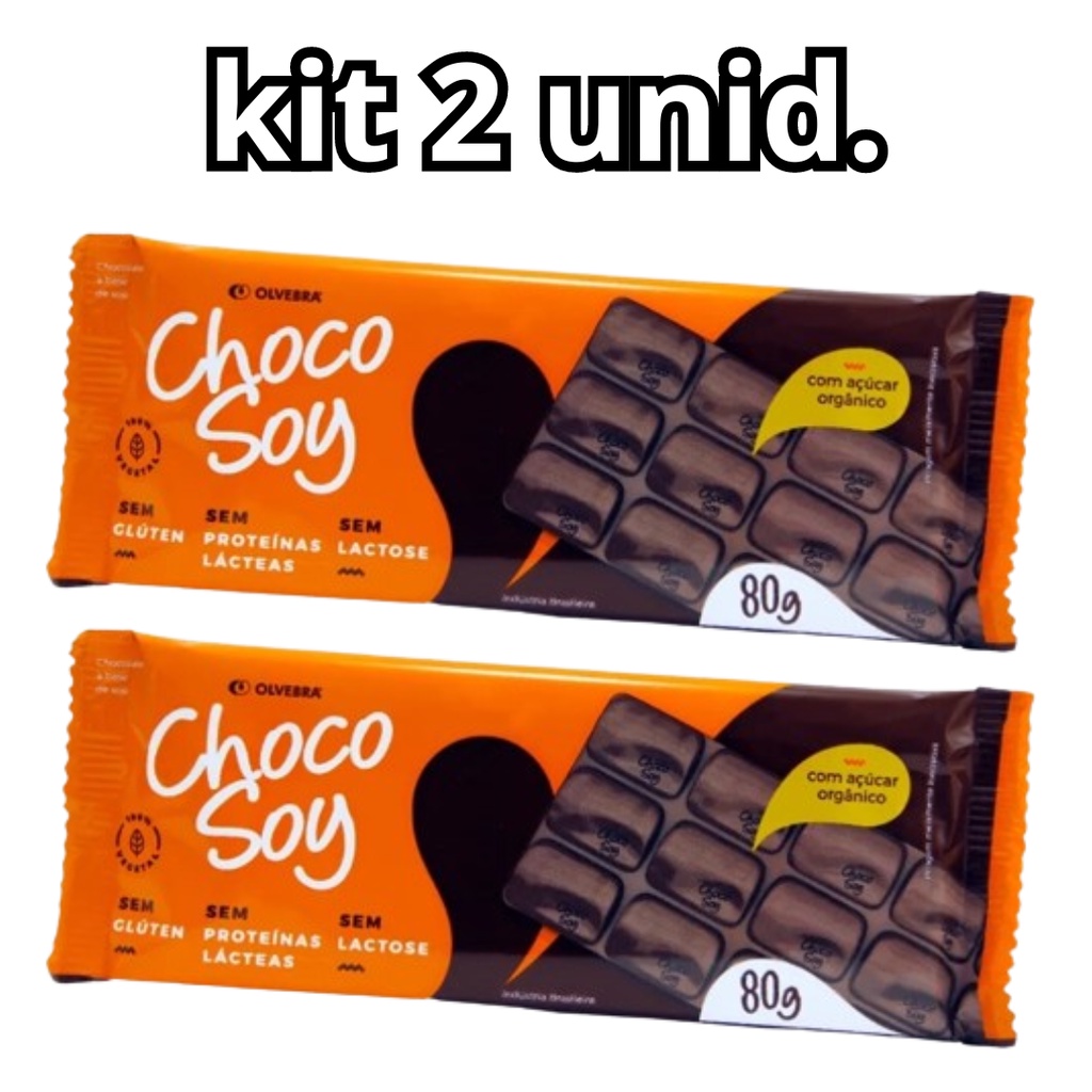 KIT 2 unid Choco Soy Barra de Chocolate Orgânica Sem Glúten e Lactose ...