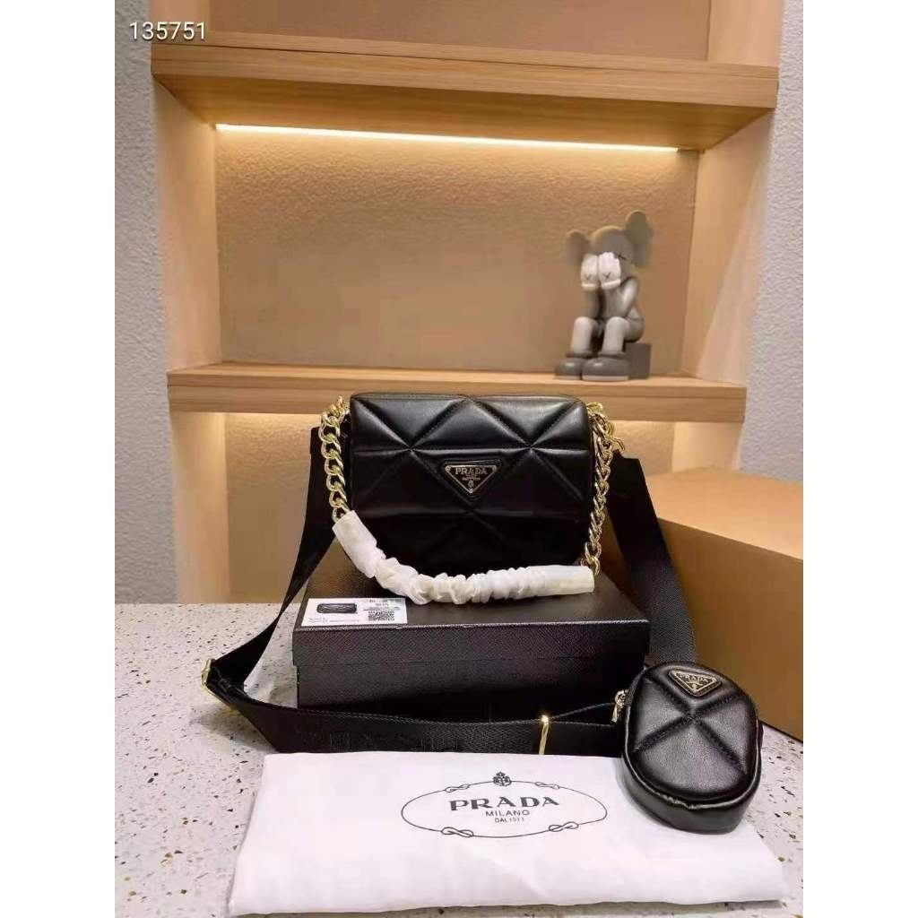 PRADA Ladies Saco Diagonal Em Cadeia Preto Com Gofragem De Alta ...