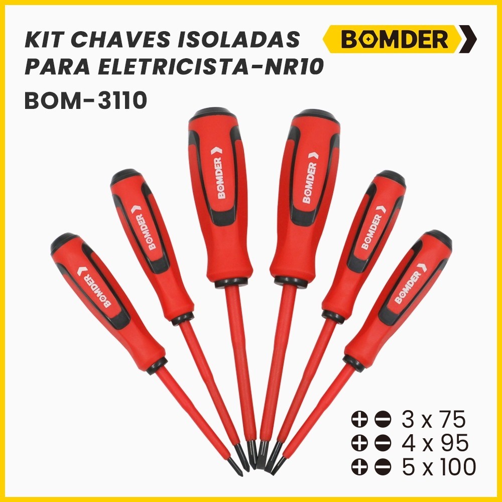 KIT CHAVES ISOLADAS PARA ELETRICISTA-NR10 BOM-3110 | Shopee Brasil