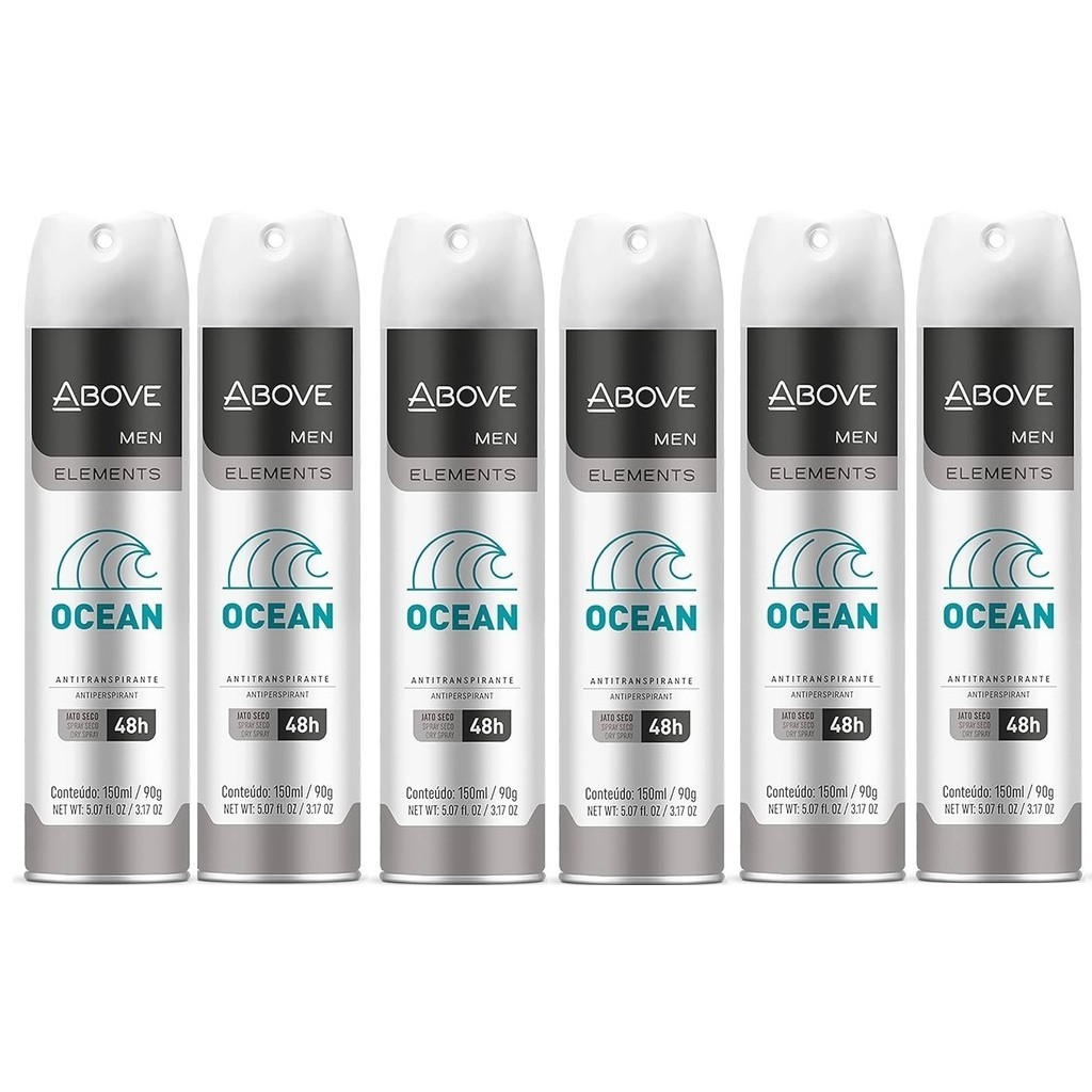 Kit 6 Desodorante Aerosol Above Men Ocean 150 Ml - Above | Shopee Brasil