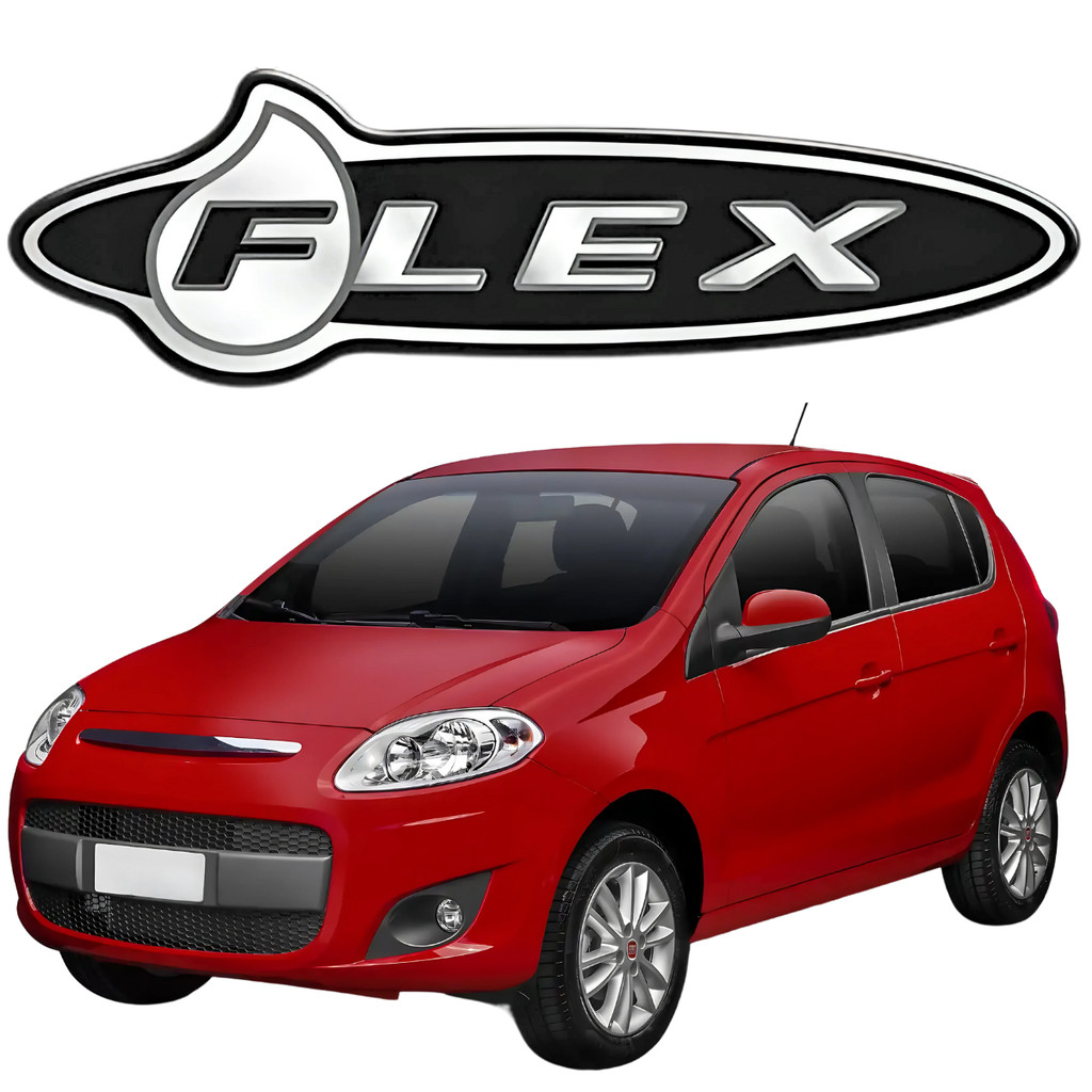 Adesivo Resinado Premium Traseiro Fiat Flex Preto e Cromado Uno Palio ...