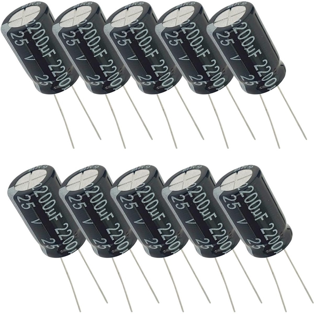 Capacitor Eletrolítico 2200uF 25V - Kit 10 Peças | Shopee Brasil