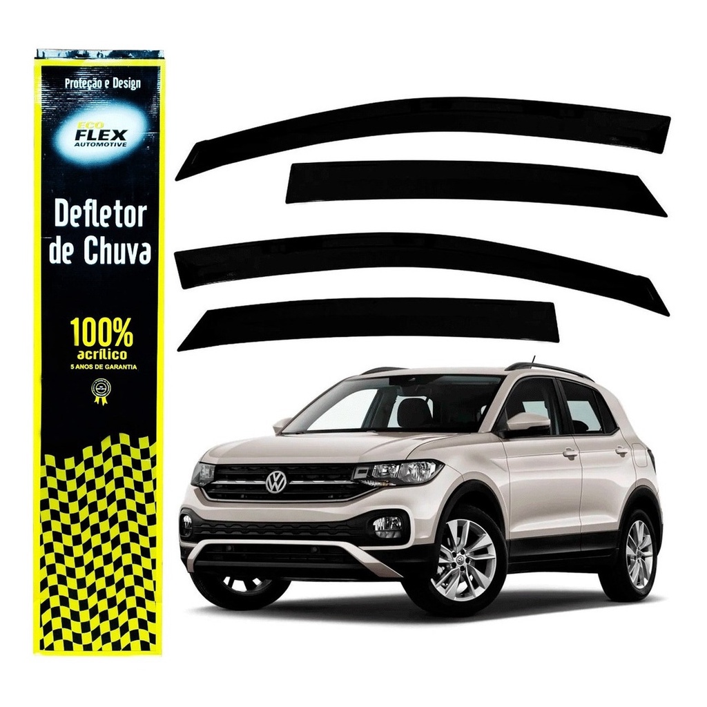 Calha De Chuva Defletor Vw T-cross 2019 A 2023 4 Portas Fumê Ecoflex ...
