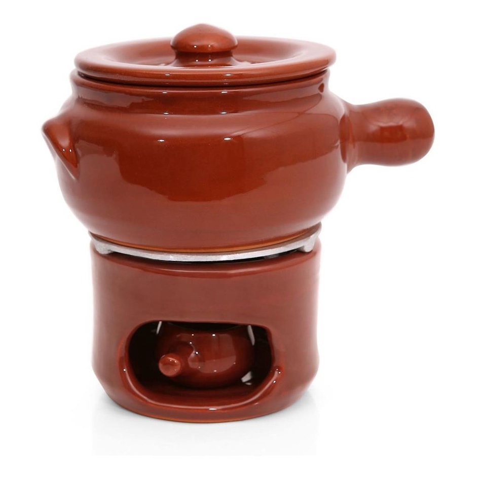 Conjunto Aparelho de Fondue 800ml Barro Refratário Profissional Queijo ...