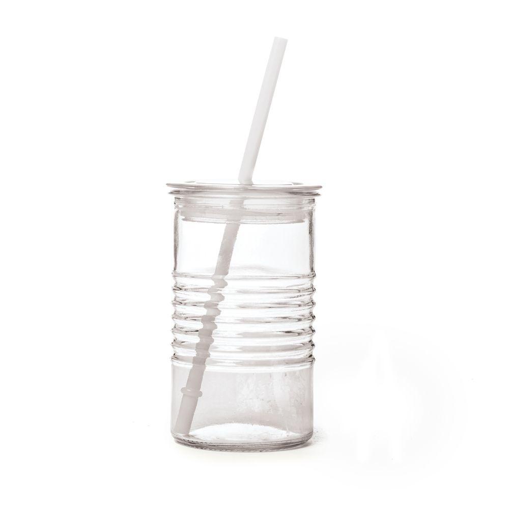Copo de Vidro Modelo Joy na Transparente 400ml com Tampa e Canudo para ...