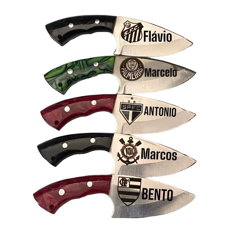 Faca Churrasco Faca Artesanal Com bainha em Couro inox Personalizada ...