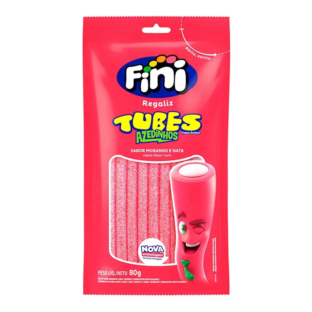 Fini Tubes Sabor Morango e Nata Azedinha- 80g | Shopee Brasil