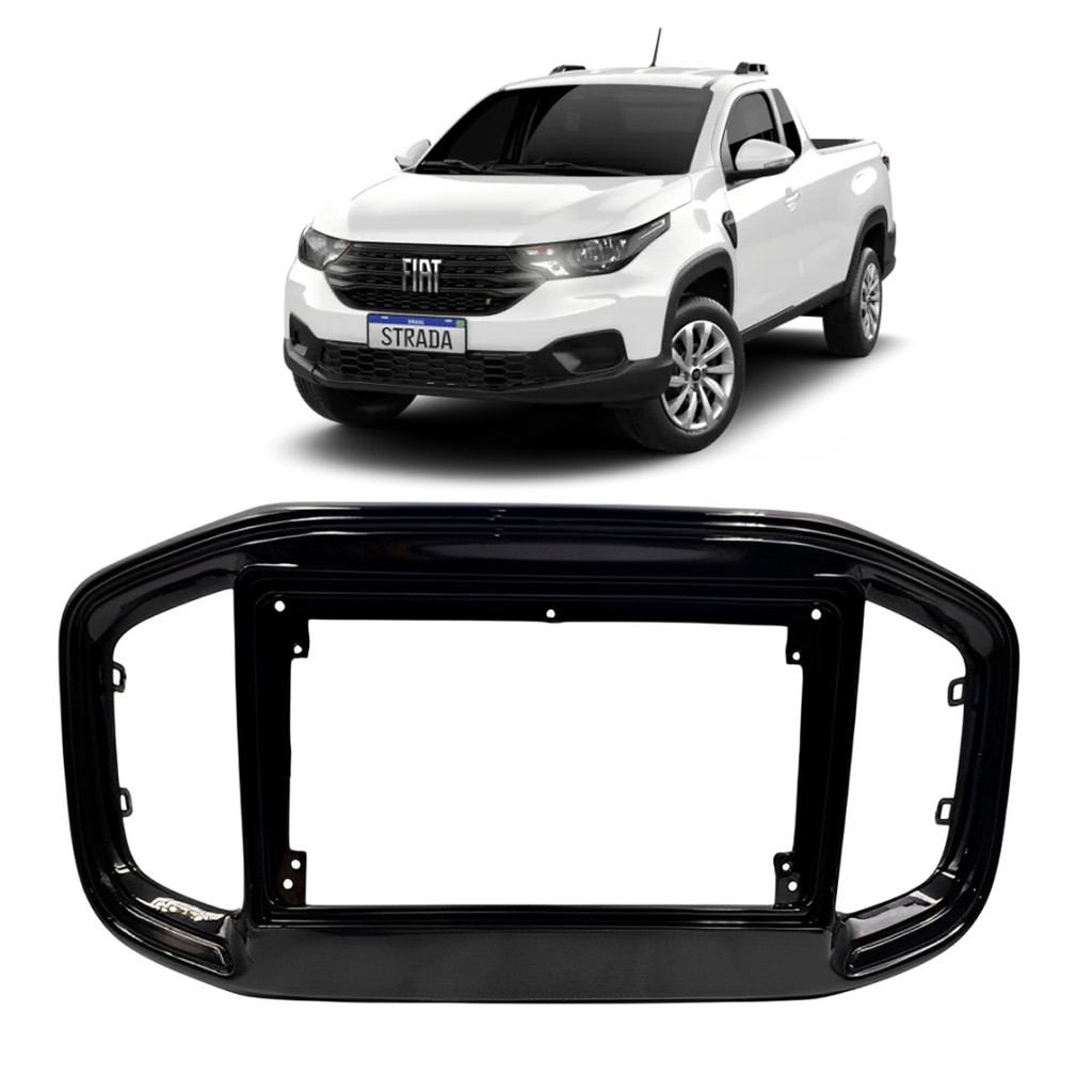 Moldura Painel Central Multimidia 9 Polegadas Strada 2021 à 2024 Black Piano Som | Shopee Brasil