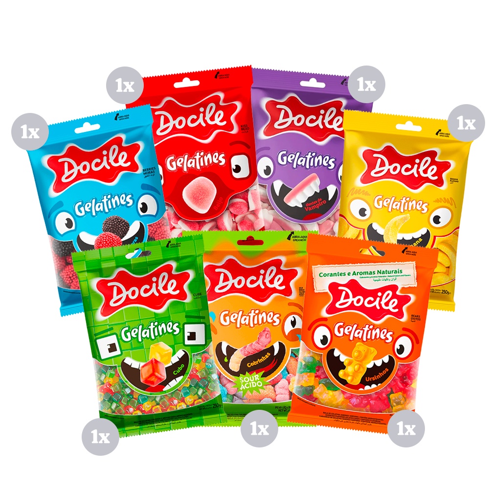 Kit com 8 Pct Gelatines Mix 80G Bala Docile | Shopee Brasil